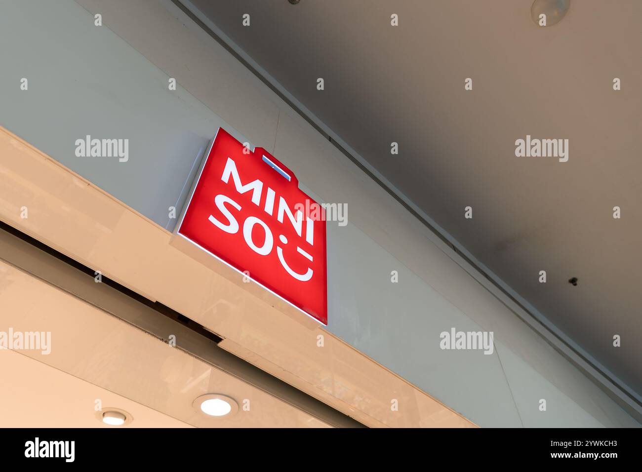 KUALA LUMPUR, MALAYSIA - DECEMBER 02, 2023: the Miniso logo is above ...