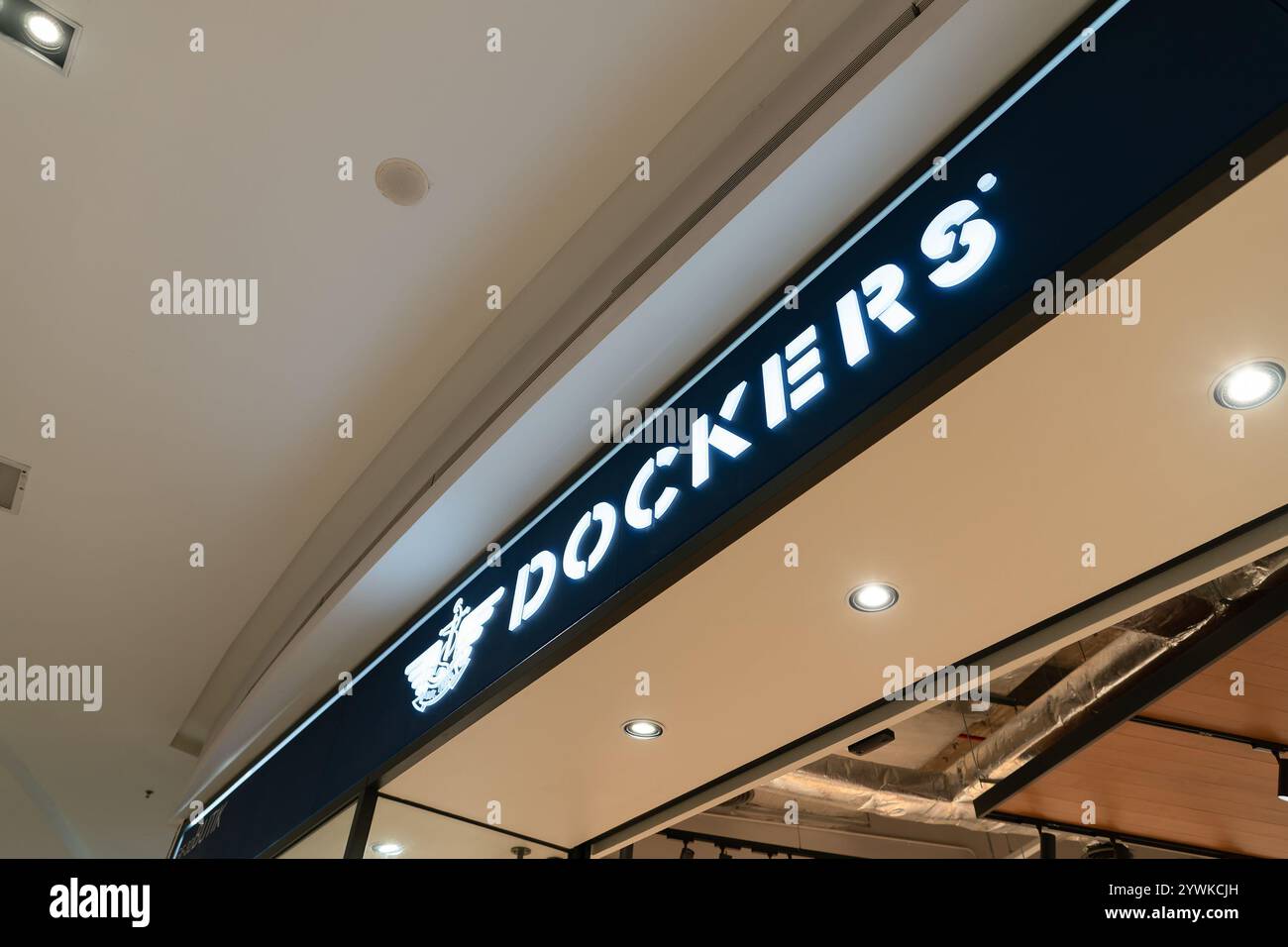 KUALA LUMPUR, MALAYSIA - DECEMBER 02, 2023: the Dockers sign above the ...