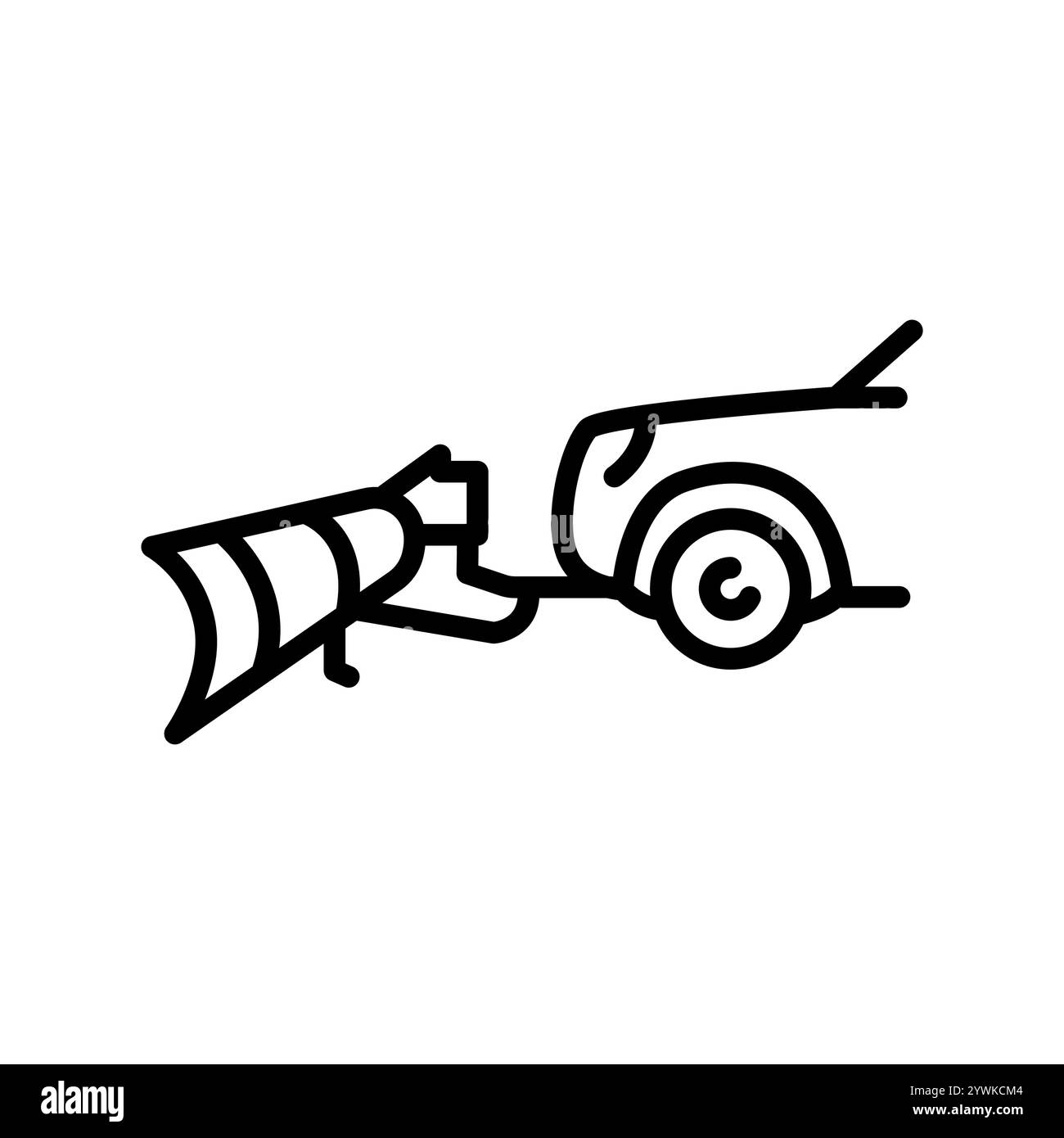 Vehicle-mounted Snowplow black line illustration. Snow removal machine ...