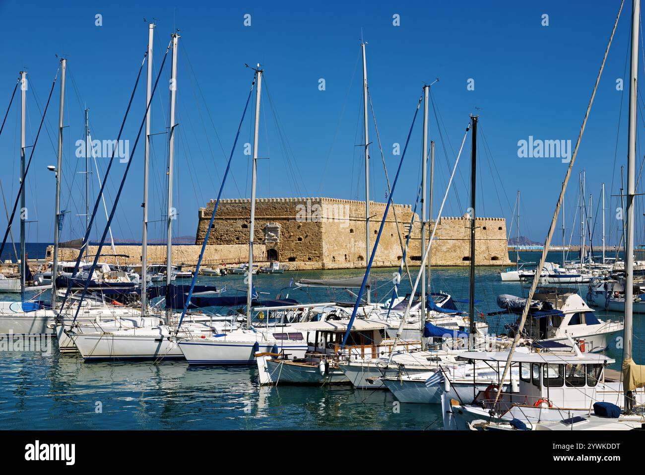 Yacht and city harbor of Heraklion on Crete in Greece Stock Photo - Alamy