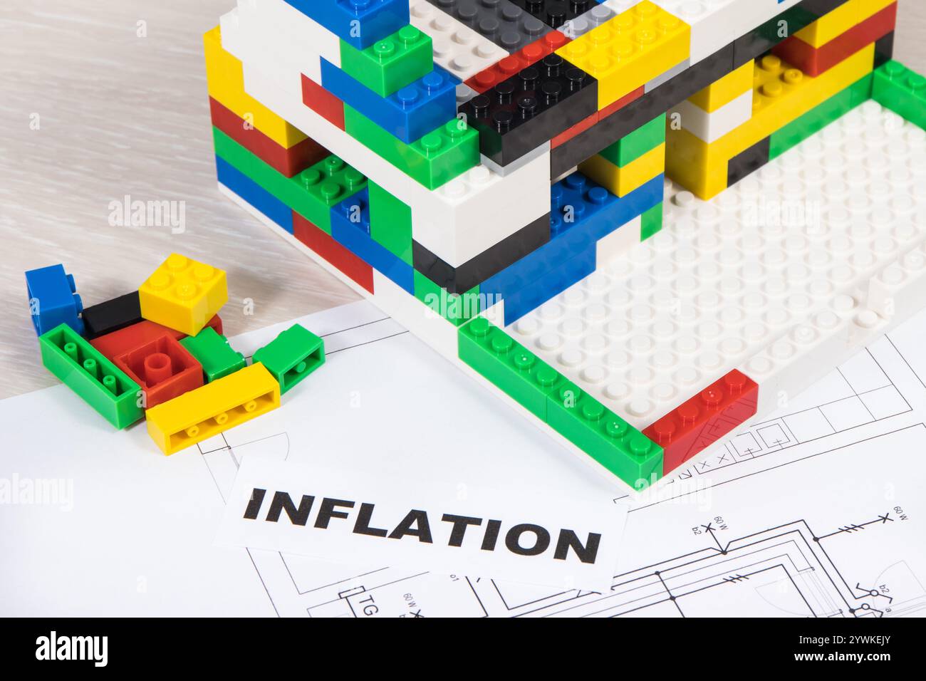 Housing plan with electric installation, house under construction made ...