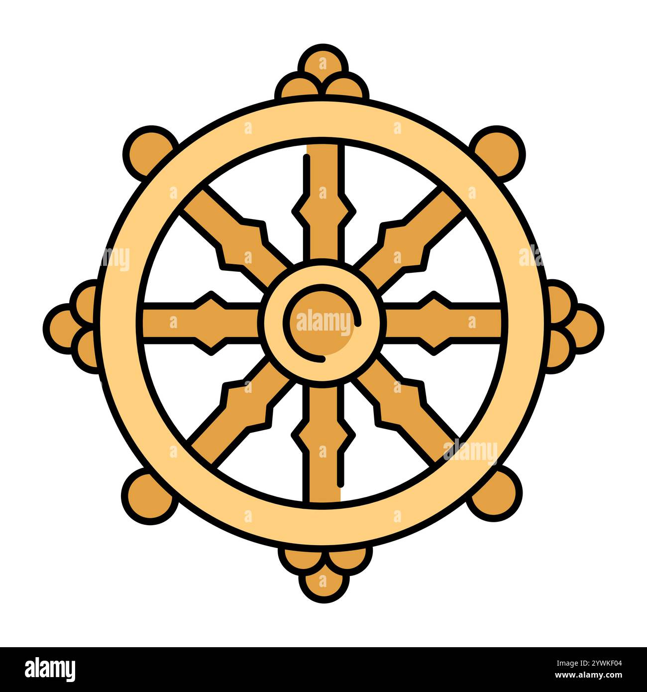 Dharma line icon. Dharmachakra in Buddhism. Vector isolated element ...