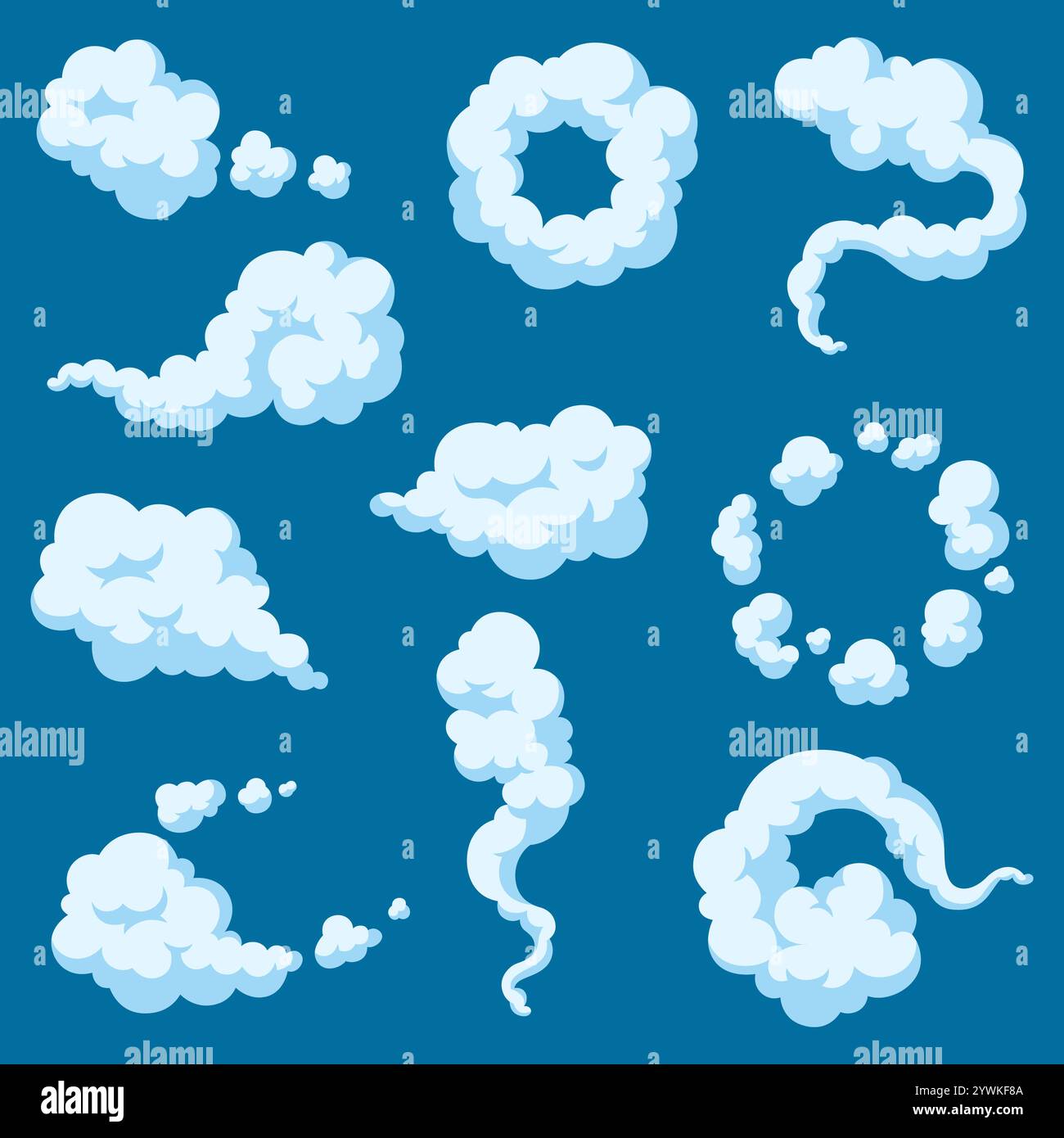 Set of cartoon of smoke. Comic images of steam, cloud or fog Stock ...