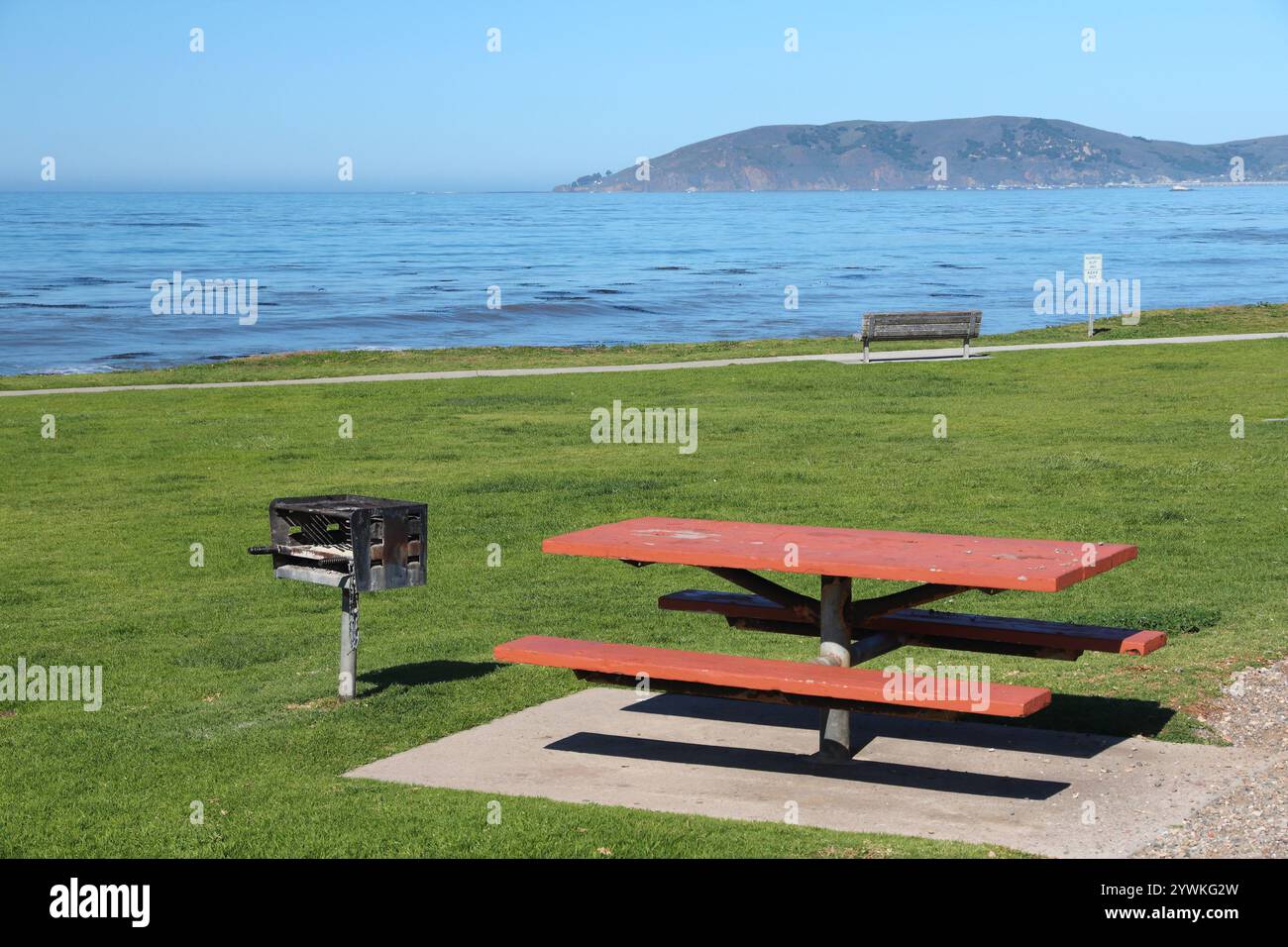 California landscape, USA - coast of Shell Beach (Pismo Beach). Picnic ...