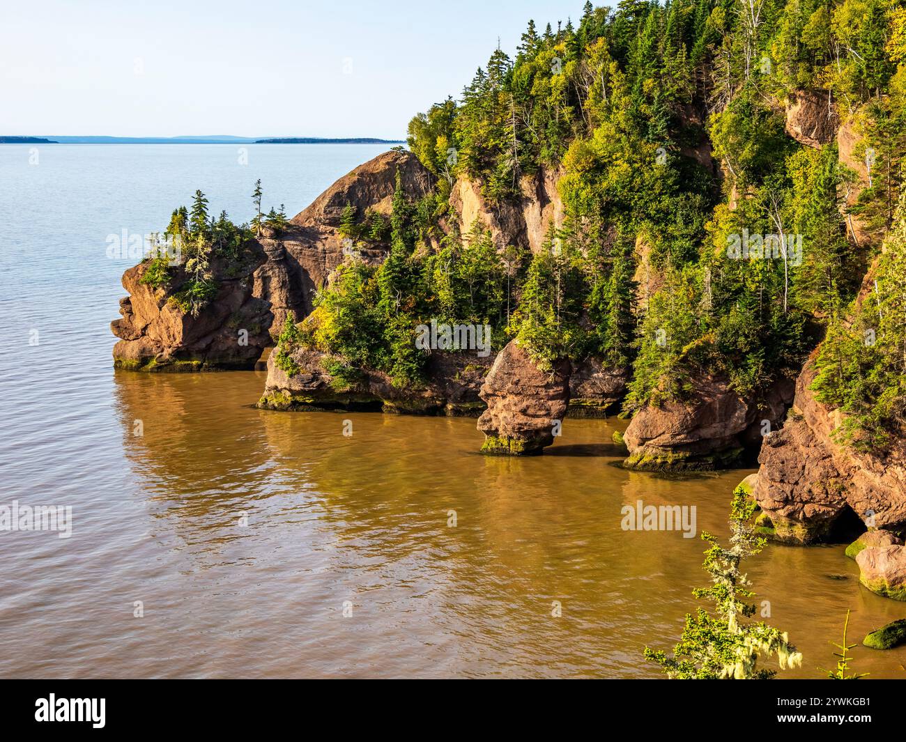 Sea stacks in the Bay of Fundy at the Big Cove area of Hopewell Rocks ...