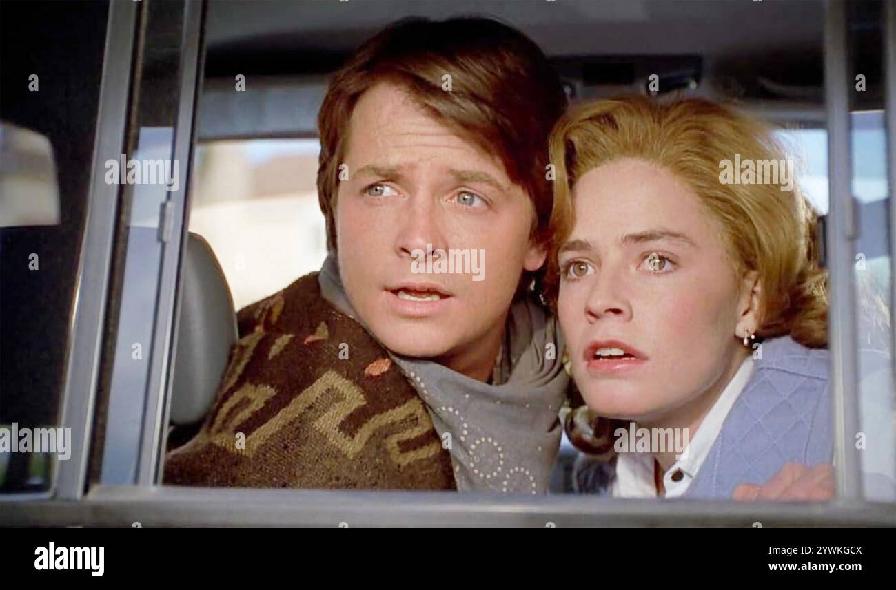 BACK TO THE FUTURE III - 1990 Universal Pictures film with Michael J Fox at right as Marty McFly ...