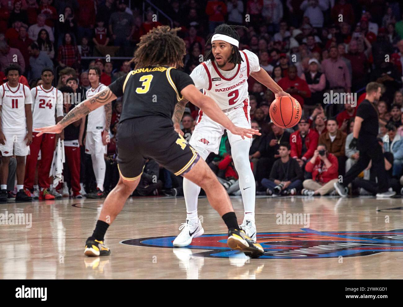 New York City on Tuesday Dec 10, 2024. Arkansas Razorbacks guard Boogie ...
