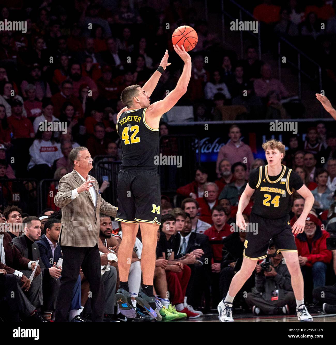 New York City on Tuesday Dec 10, 2024. Michigan Wolverines forward Will ...
