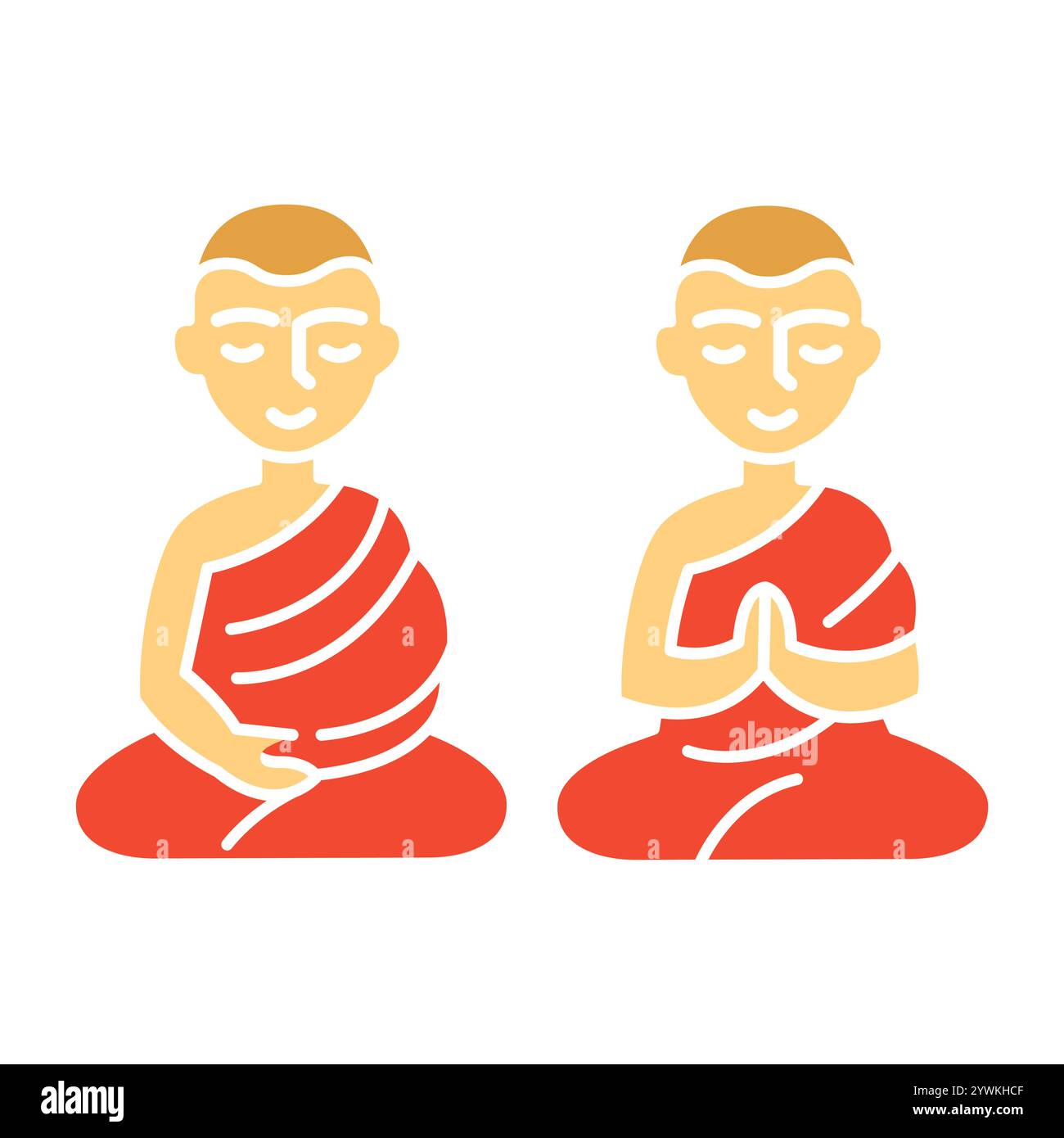 Buddhist line icon. Robes sitting in meditation. Vector isolated ...