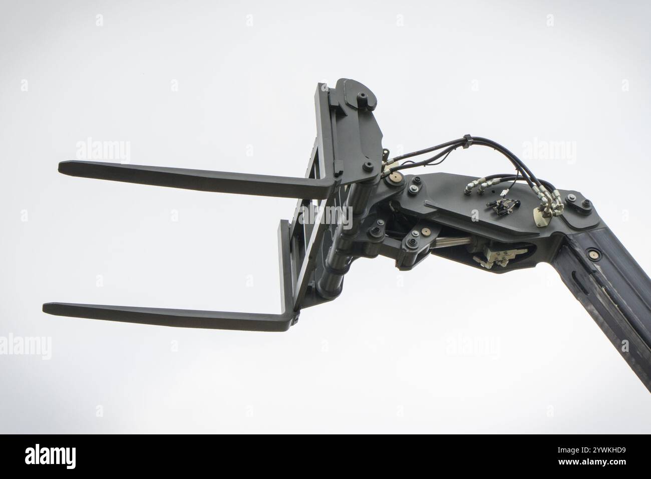 Forklift loader or stacker. Detail and part of hydraulic and pneumatic ...