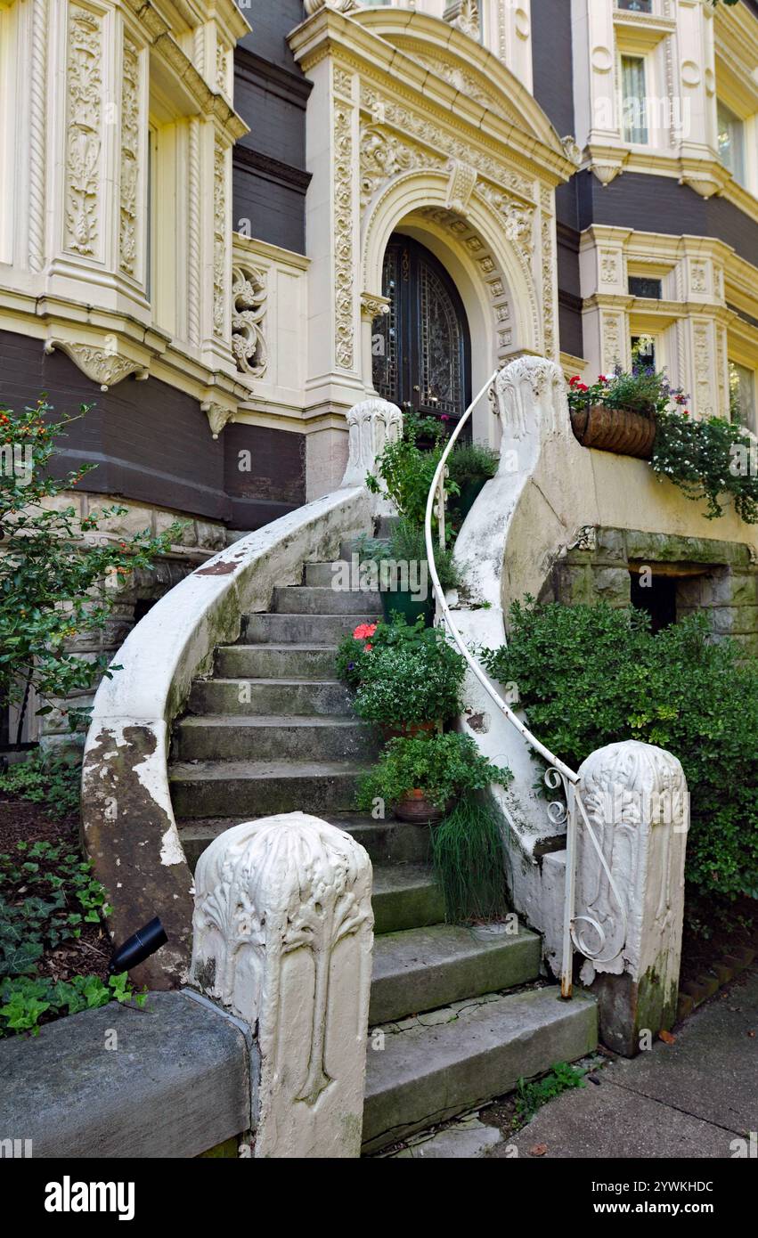 The front steps of a grand home in the St. James–Belgravia Historic ...