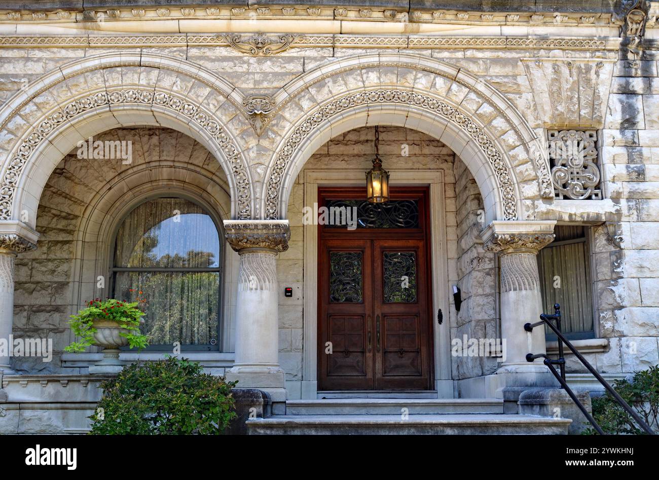 The grand entrance of the Conrad–Caldwell House, built in 1895 and now ...