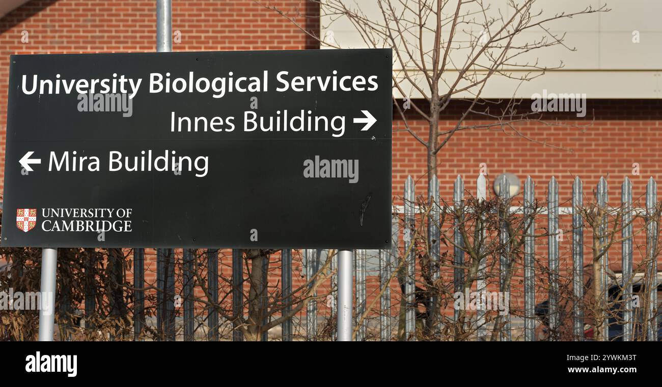Sign for University Biological Services, Innes Building and Mira ...