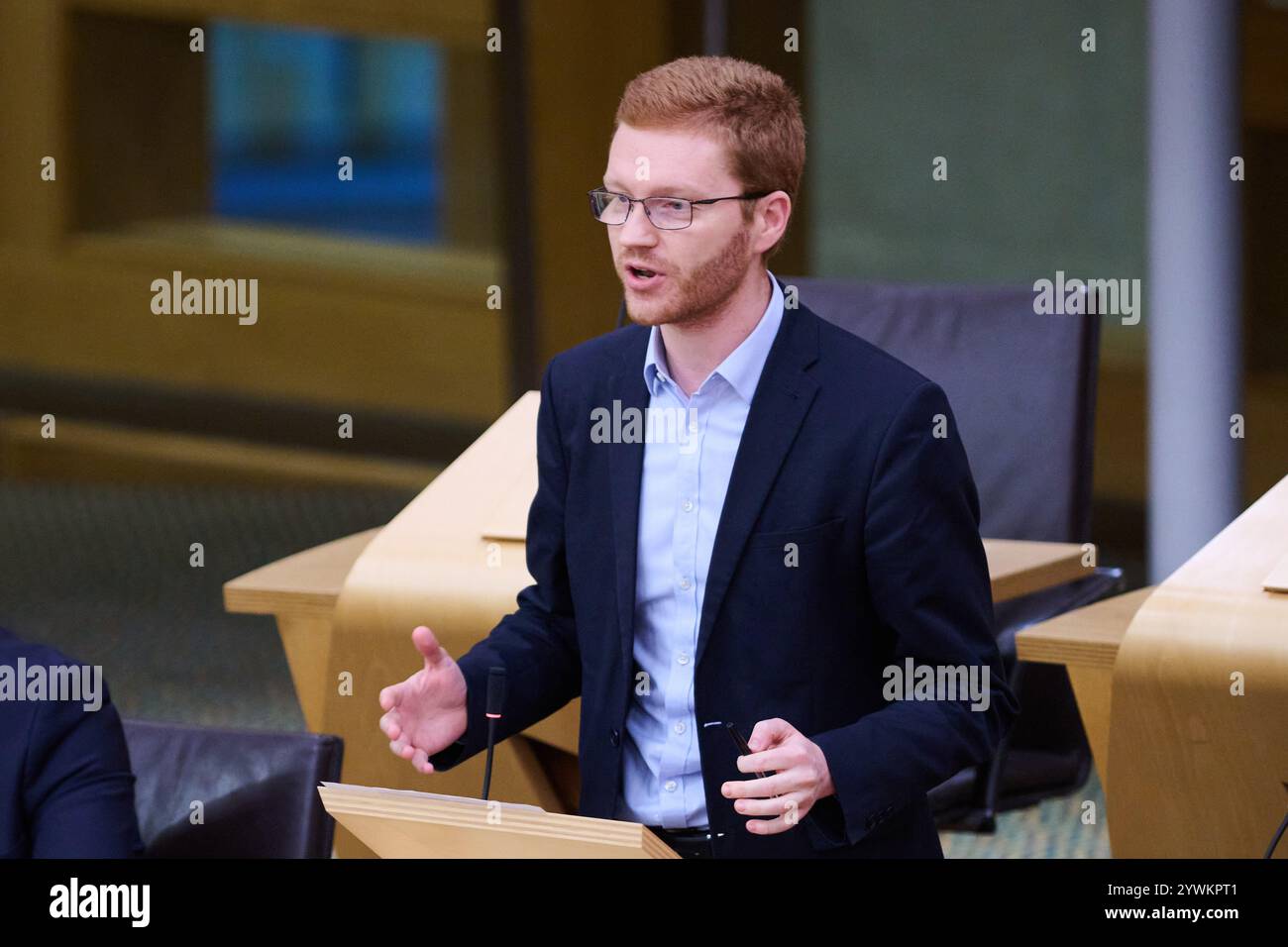 Edinburgh Scotland, UK 11 December 2024. Ross Greer MSP at the Scottish ...