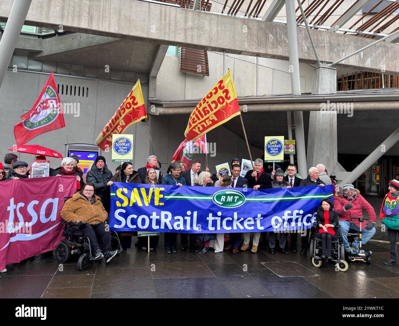 RMT members hold a protest outside Scottish Parliament against the ...
