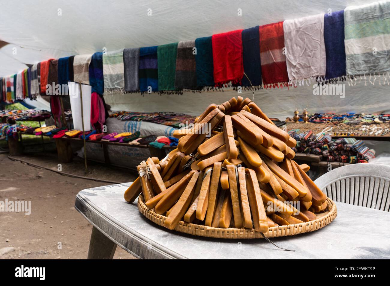 Yak Cheese, Local Handicrafts and Other Local Items for sale seen on a ...