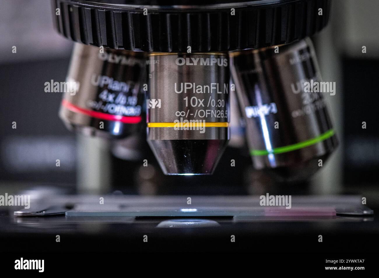 Medizin - Forschung Mikroskop - Nahaufnahme mit Objektiven und ...