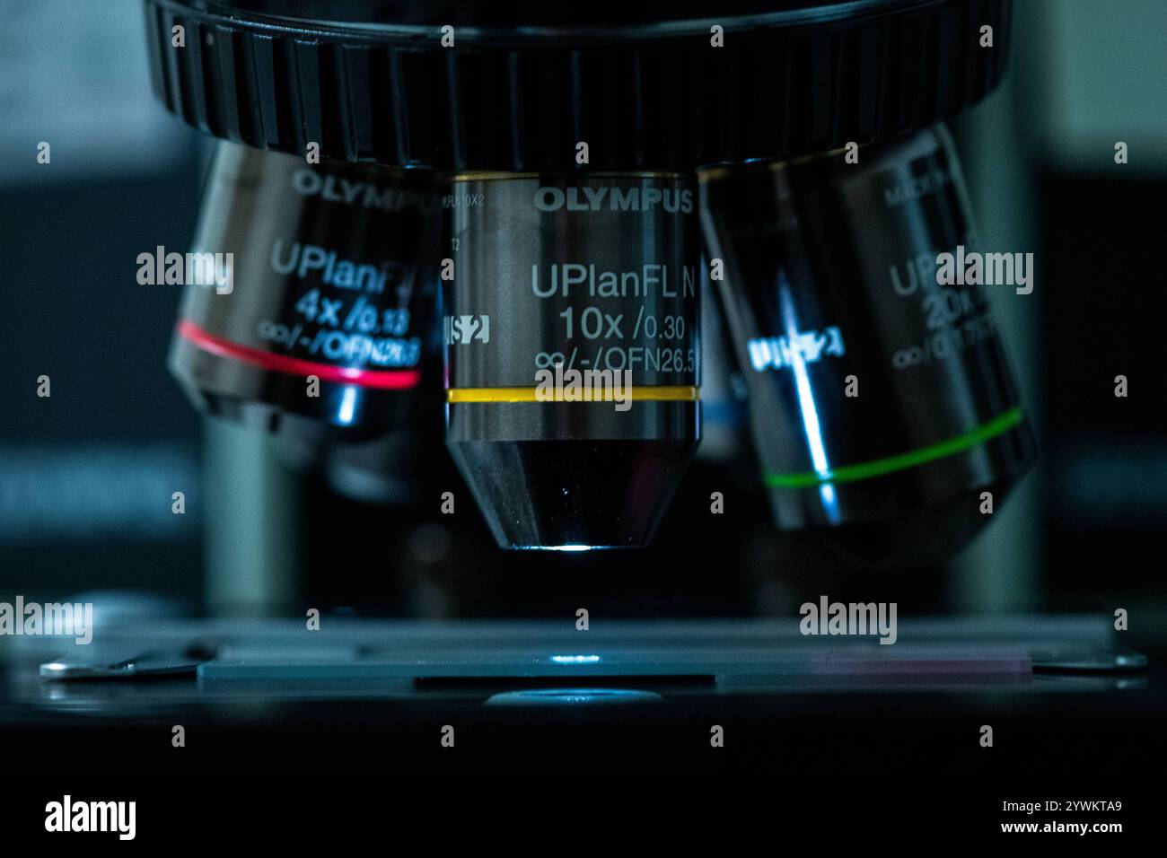 Medizin - Forschung Mikroskop - Nahaufnahme mit Objektiven und ...