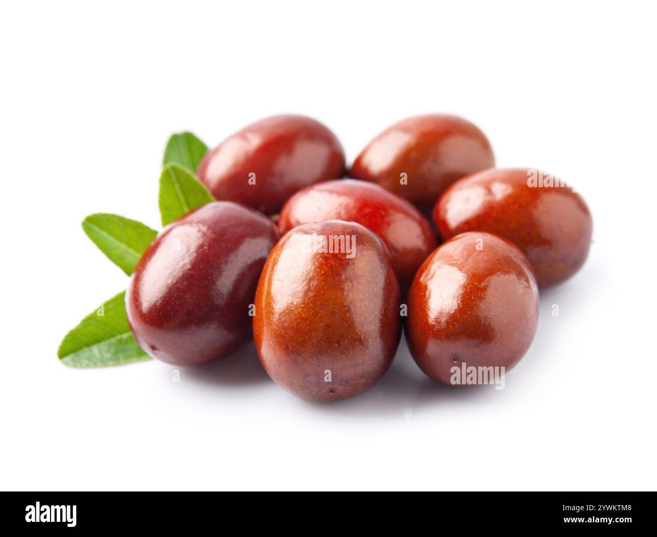Jujuba with leaves on white backgrounds. Healthy food Stock Photo - Alamy