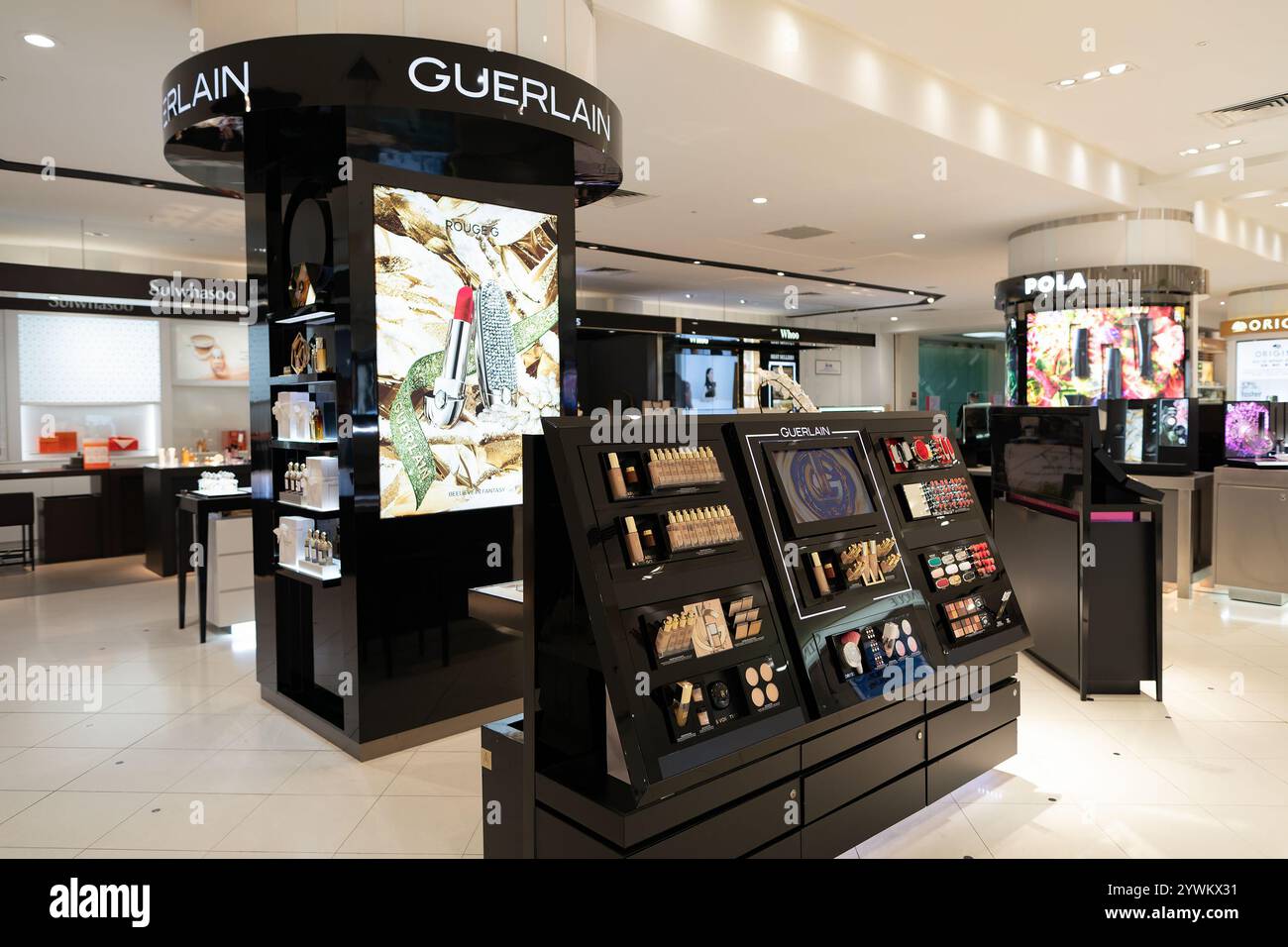 KUALA LUMPUR, MALAYSIA - DECEMBER 02, 2023: Guerlain makeup products ...