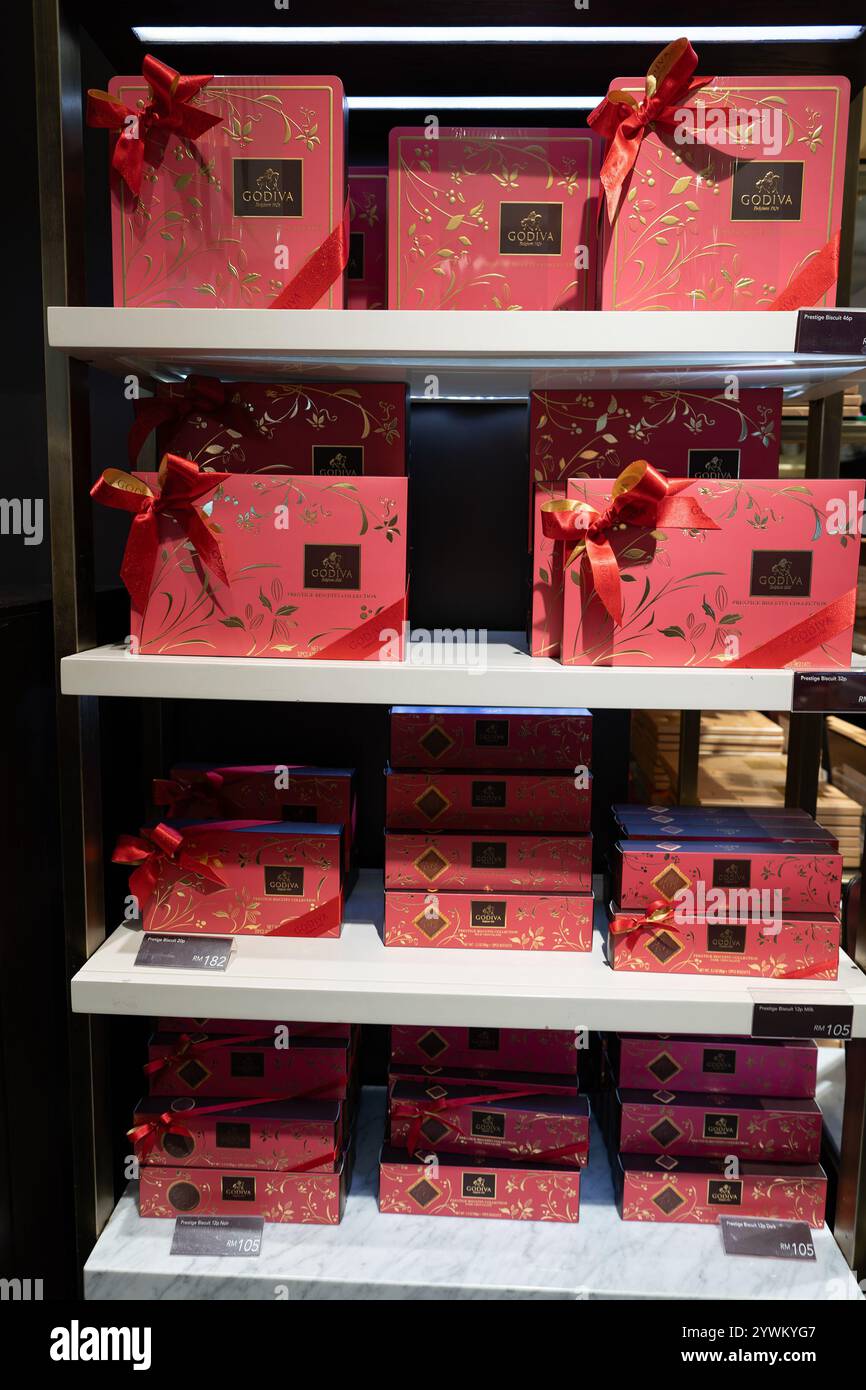 KUALA LUMPUR, MALAYSIA - DECEMBER 02, 2023: Godiva products on display ...