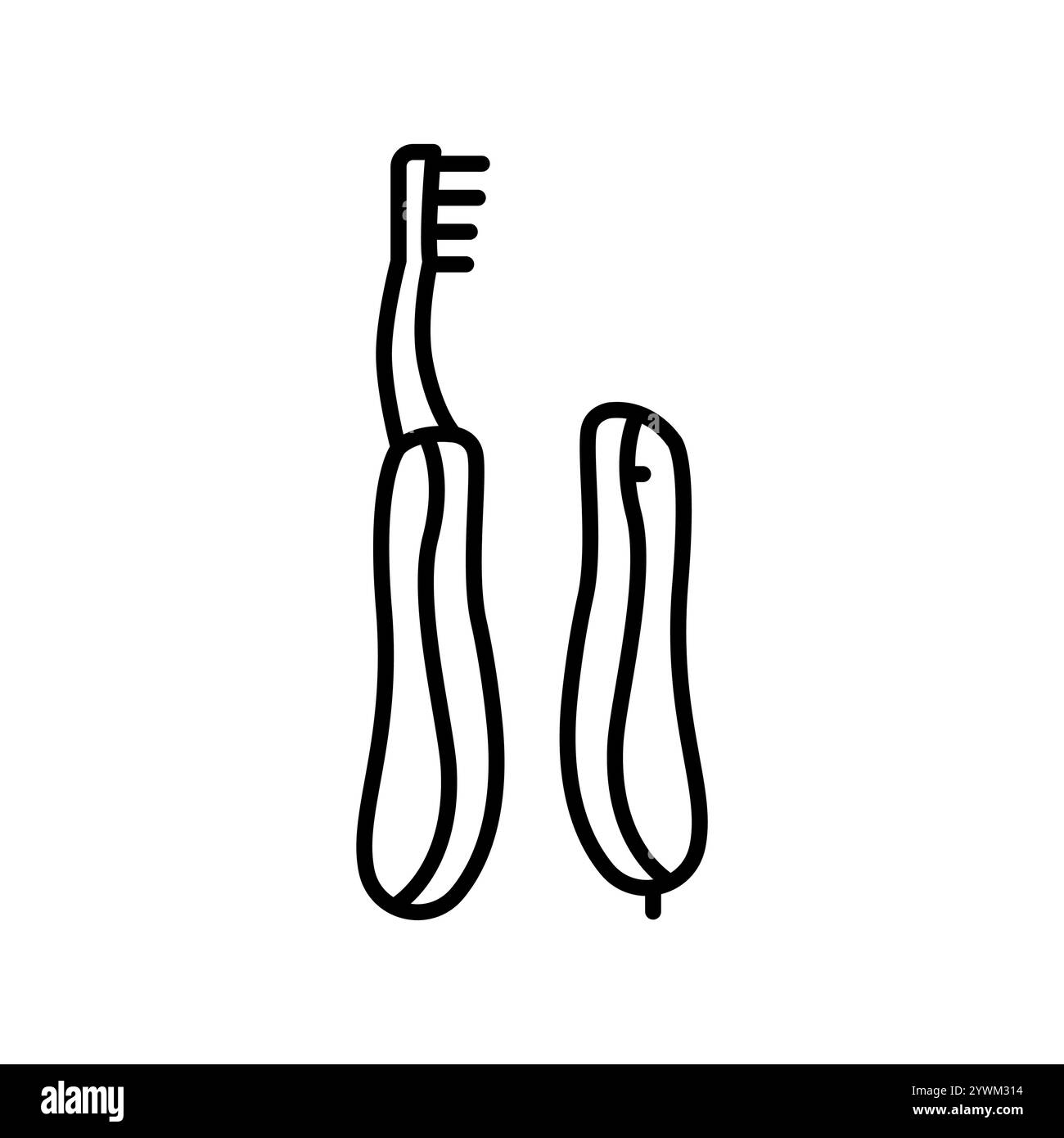 Travel toothbrush line black icon. Sign for web page, mobile app ...