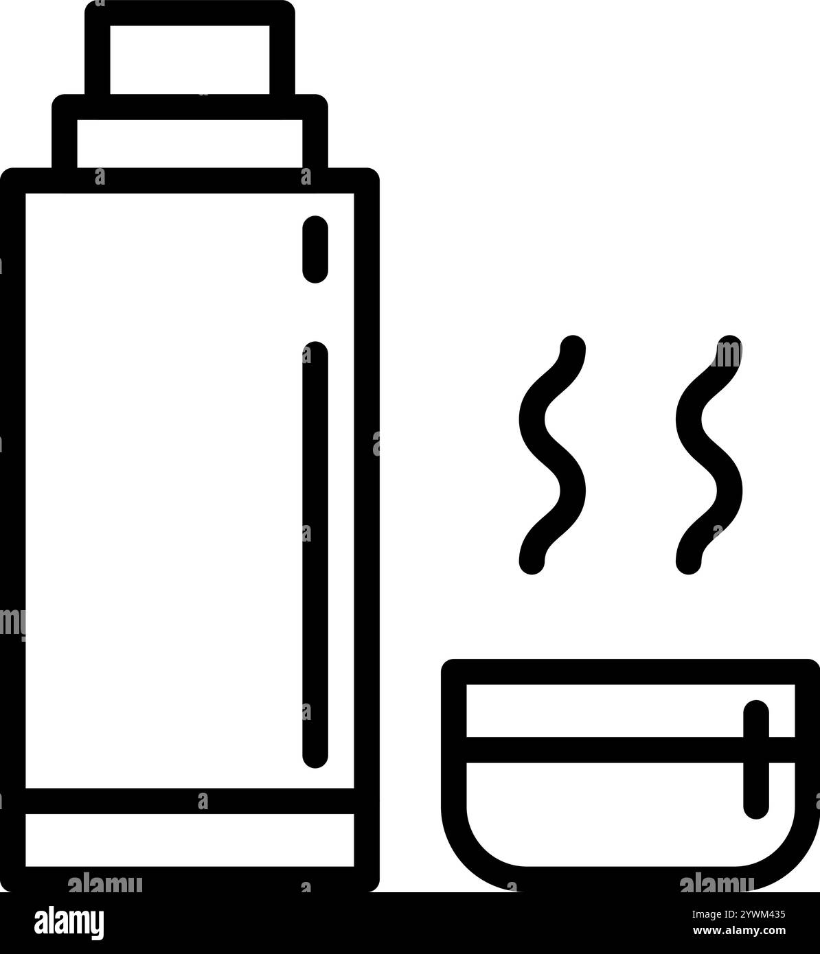 Thermos bottle line icon. Vacuum flask outline vector sign. Camping or ...