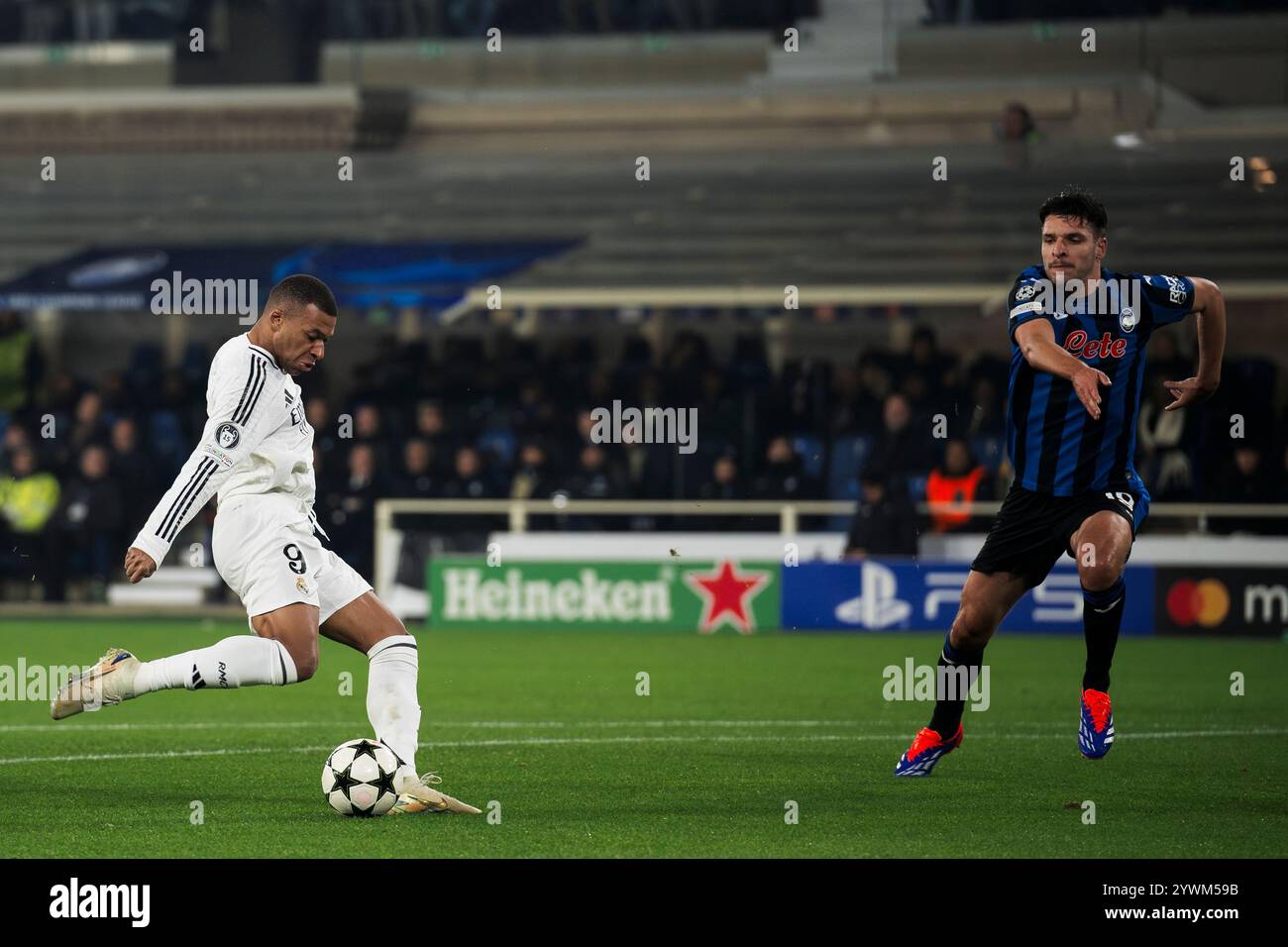 Bergamo, Italy. 10 December 2024. Kylian Mbappe of Real Madrid CF ...