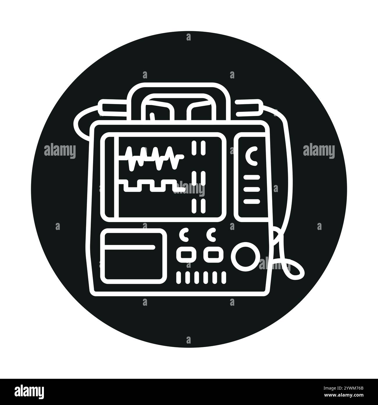 Defibrillator-monitor line black icon. Sign for web page, mobile app ...