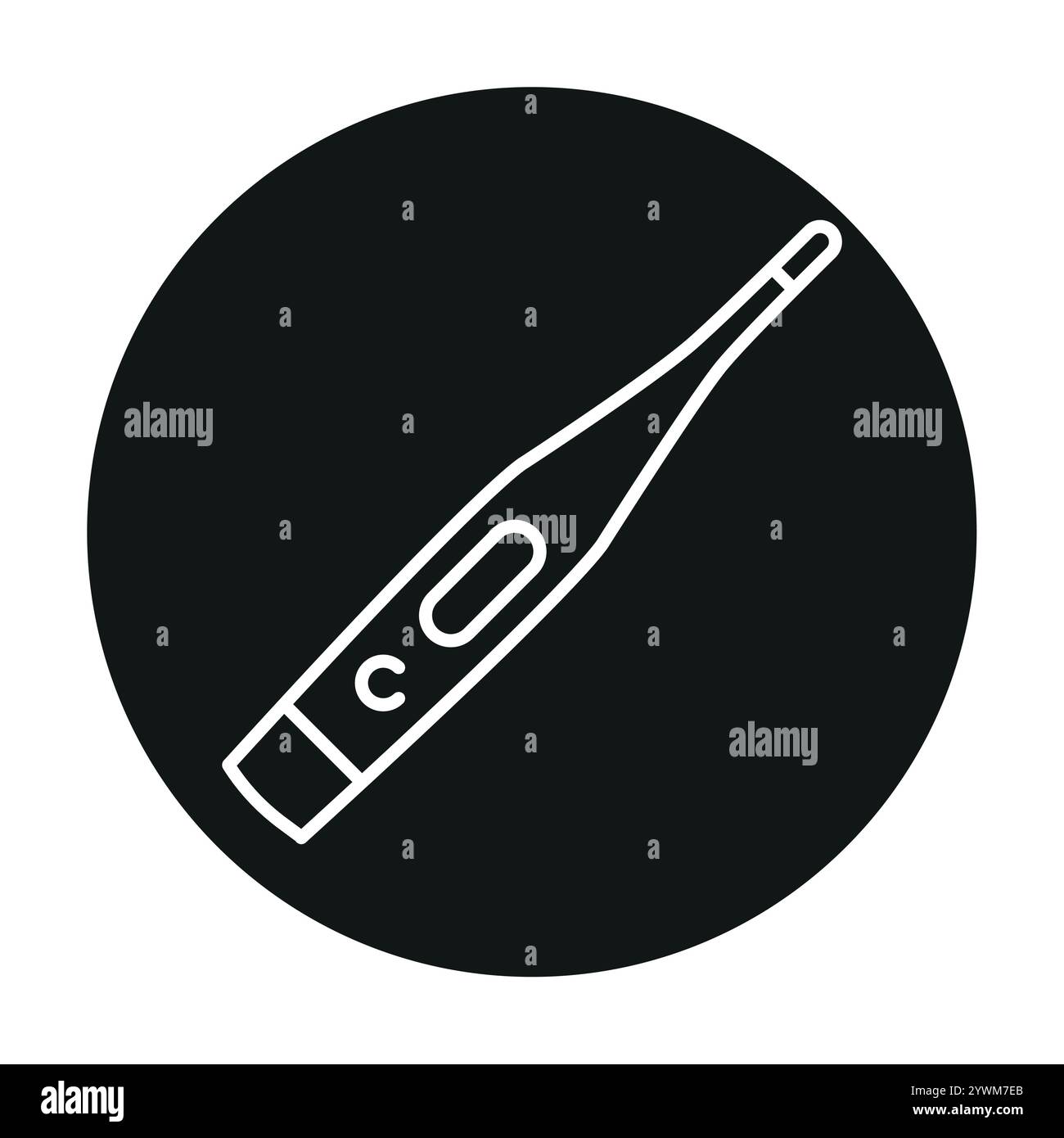 Digital thermometer line black icon. Sign for web page, mobile app ...