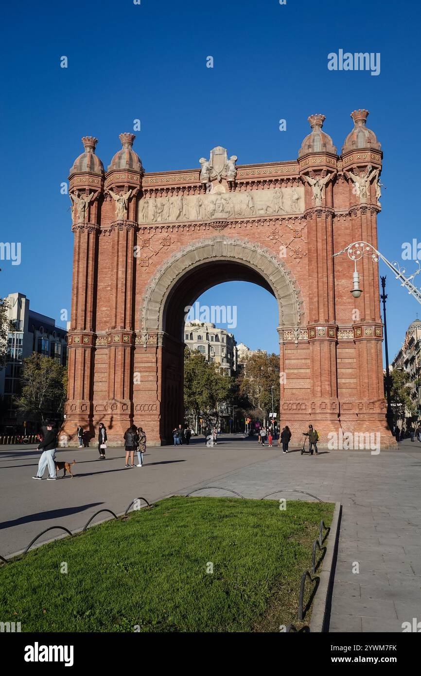 Arc de Triomf: Monumental arch in Barcelona's Eixample district Stock ...