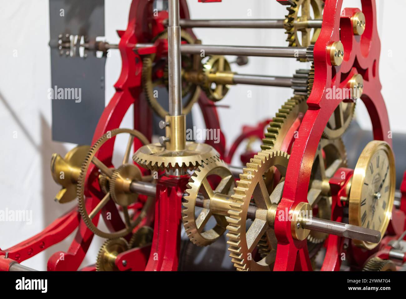 complex arrangement of interconnected gears, rods, and plates, all ...
