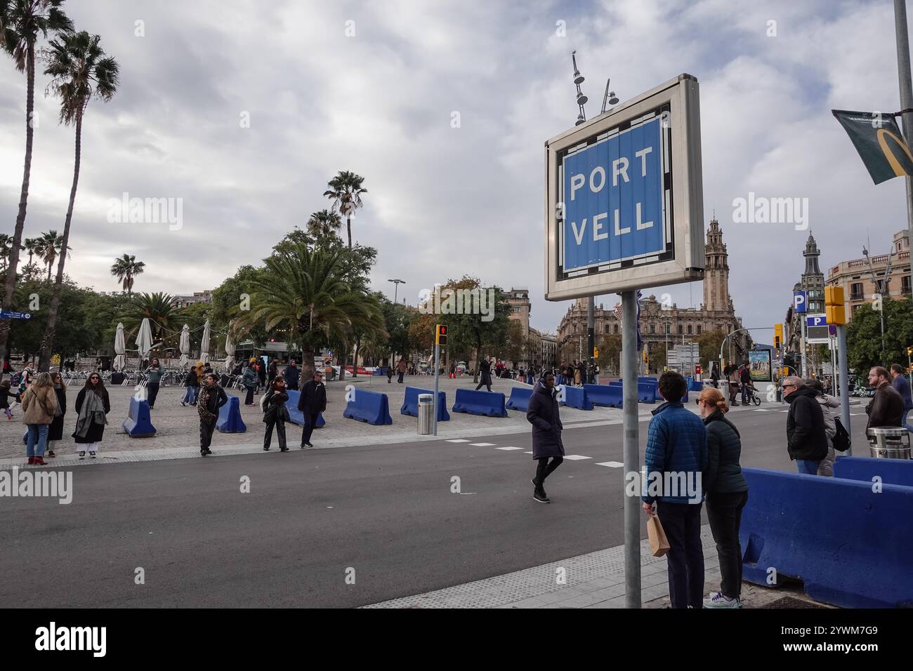 Barcelona Port Vell sign Stock Photo - Alamy
