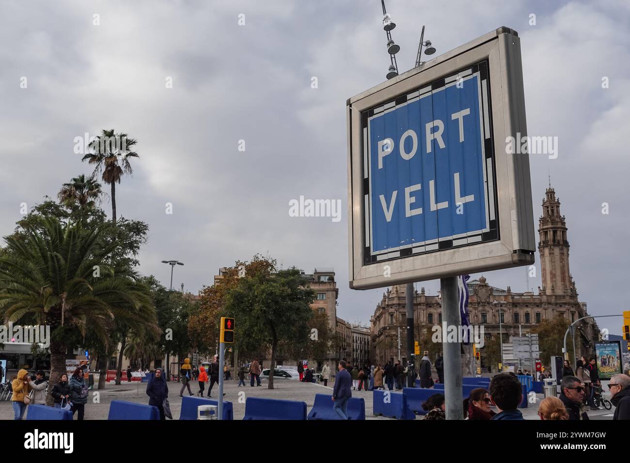 Barcelona Port Vell sign Stock Photo - Alamy
