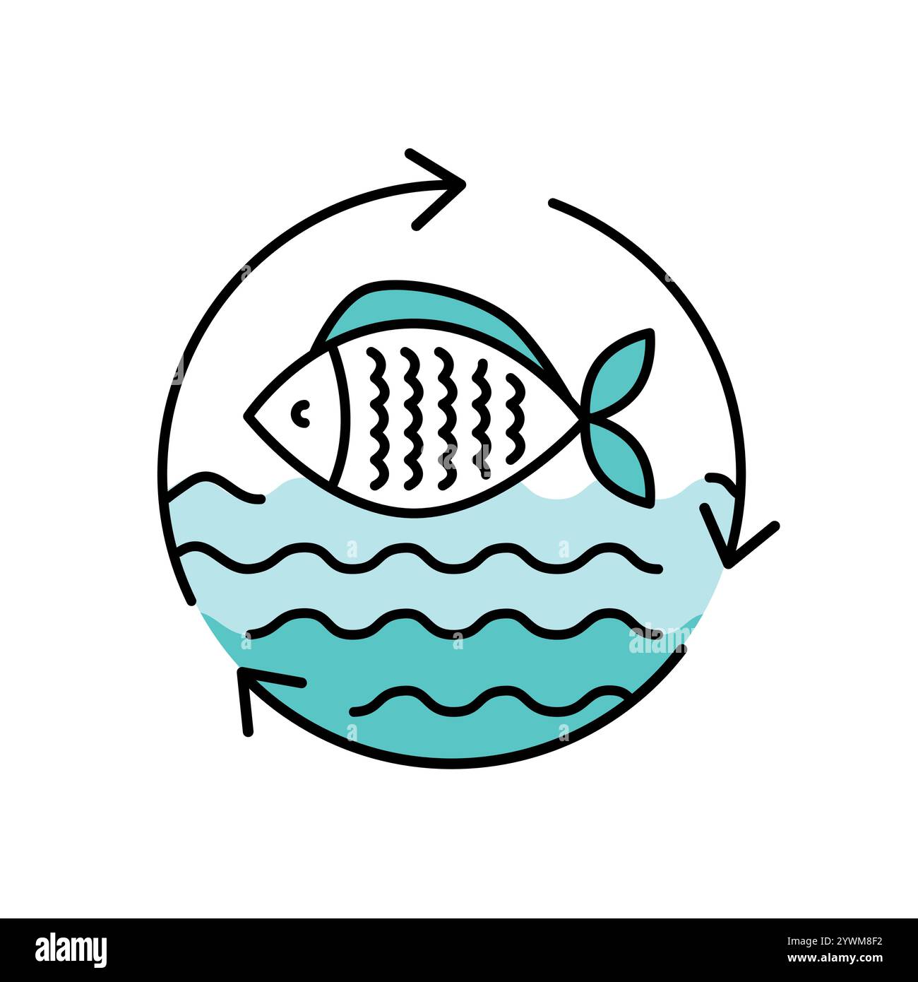 Aquatic ecosystem line color icon. Sign for web page, mobile app ...