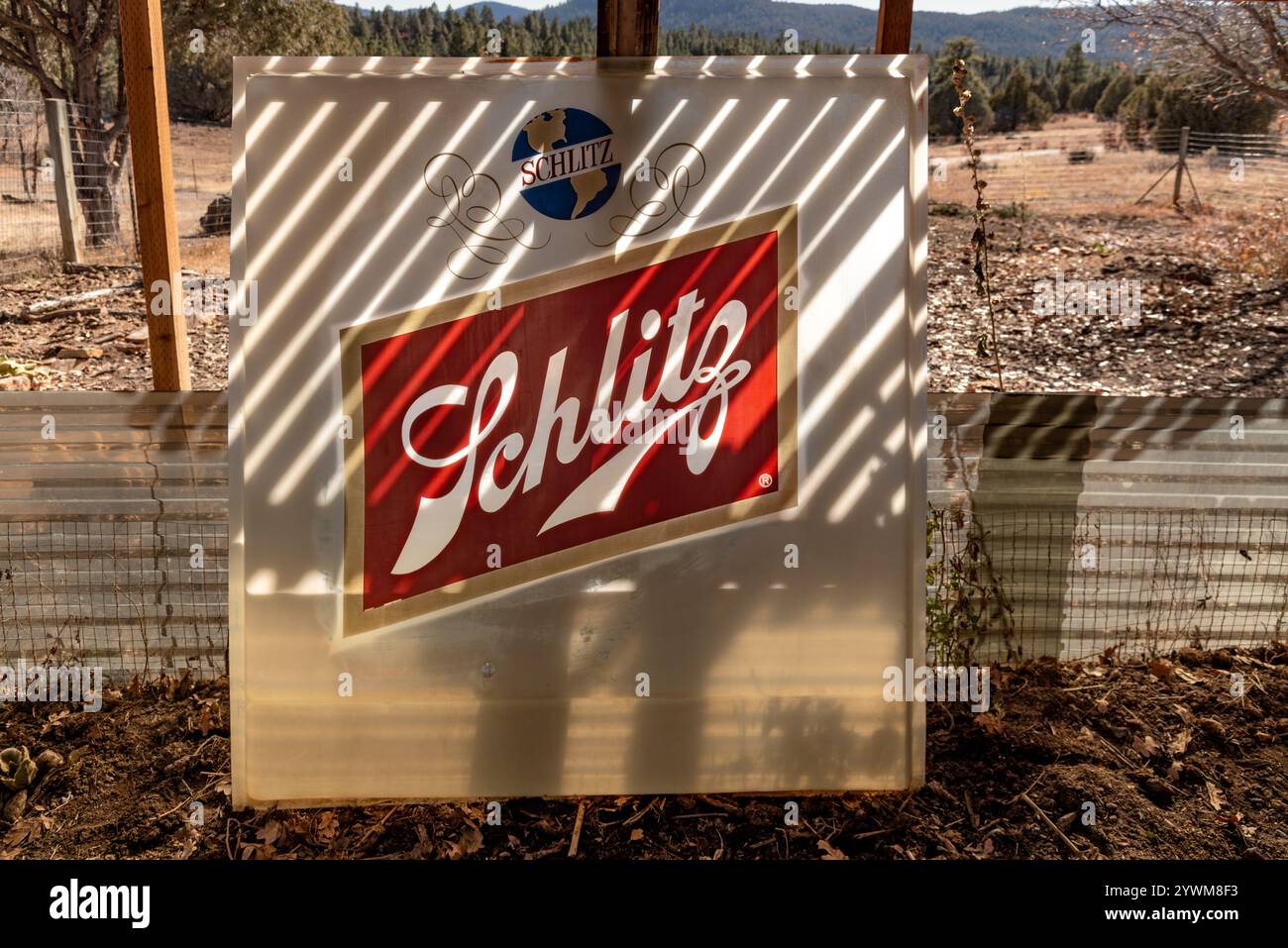Large vintage plastic sign advertising Schlitz beer, brewed in the USA ...