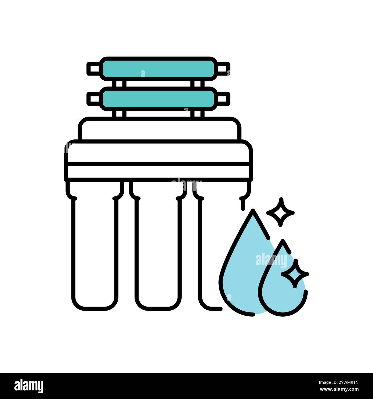 Reverse osmosis line color icon. Process of water purification sign for ...