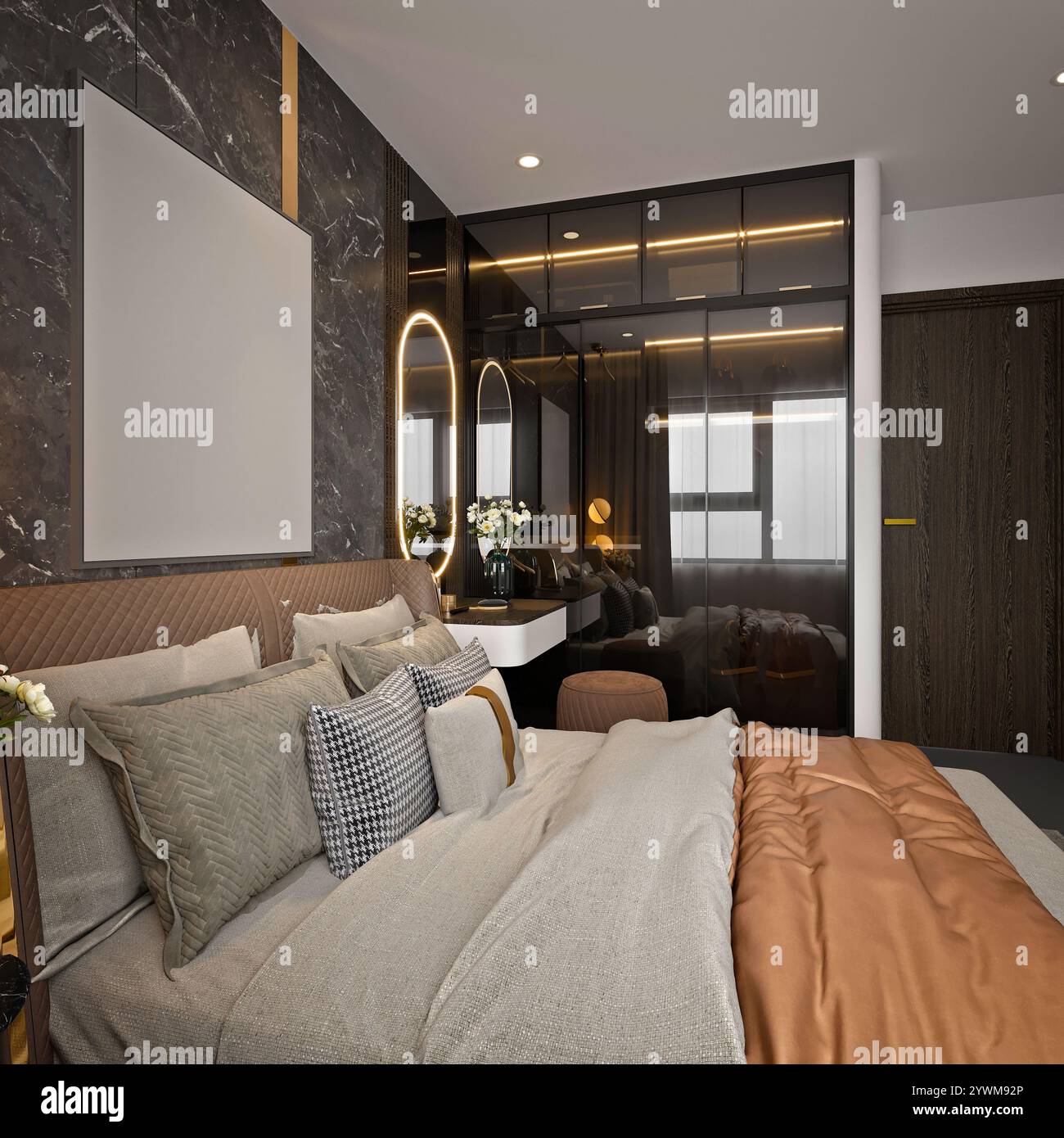 3d render modern bedroom Stock Photo - Alamy