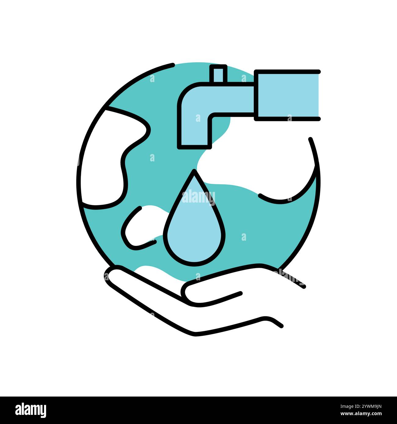 Water consumption line color icon. Sign for web page, mobile app ...