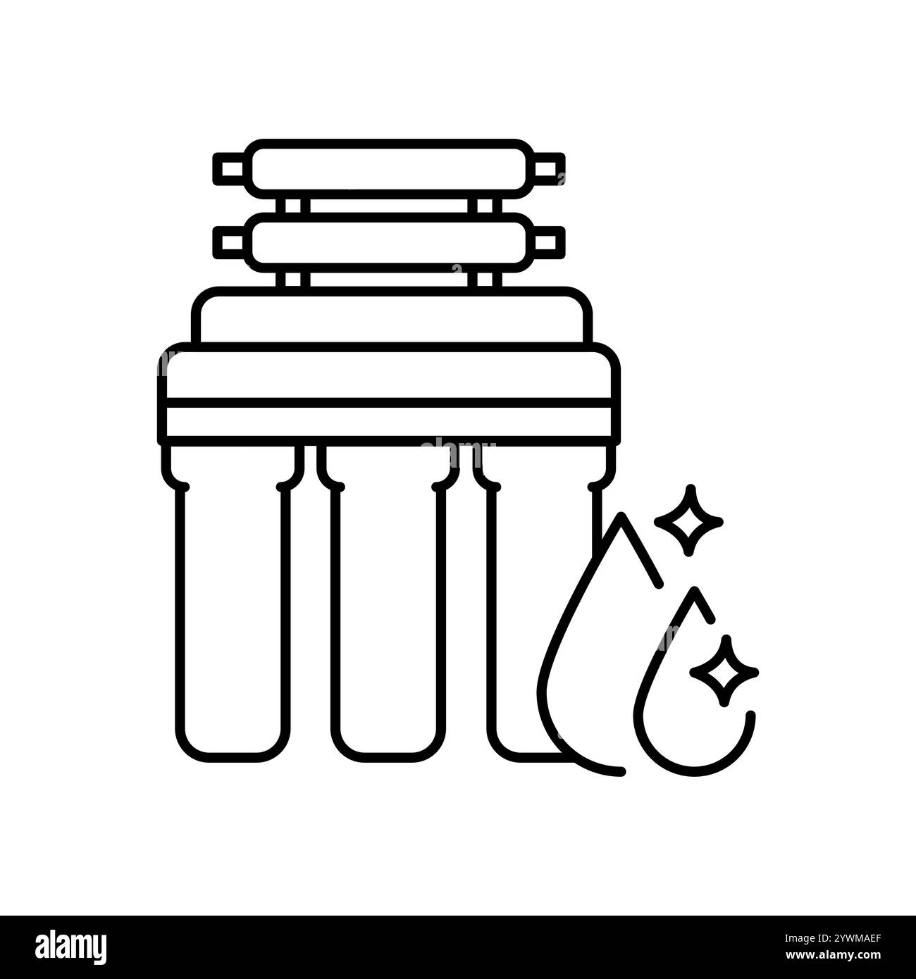 Reverse osmosis line color icon. Process of water purification sign for ...