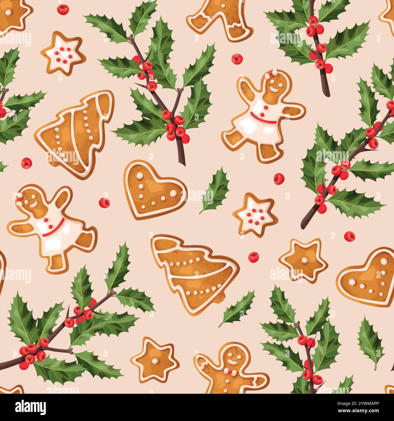 Gingerbread cookies seamless Stock Vector Images - Alamy