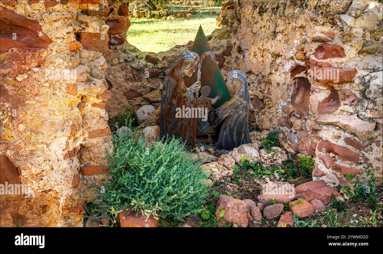 Priorat, Spain - December 10th 2024 - A nativity scene made of home ...