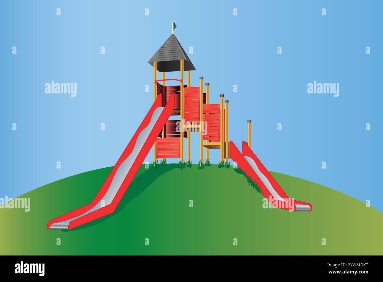 Two children with slides Stock Vector Images - Alamy