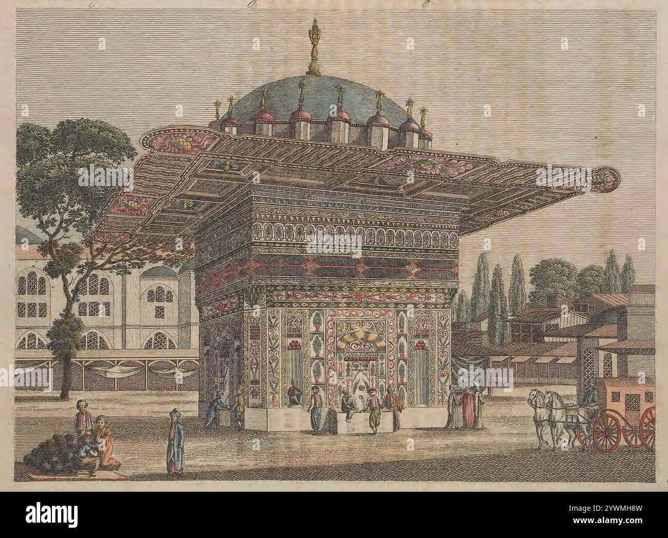 The Fountain Called Top-Hane Constantinople. 1810s Archive Illustration ...