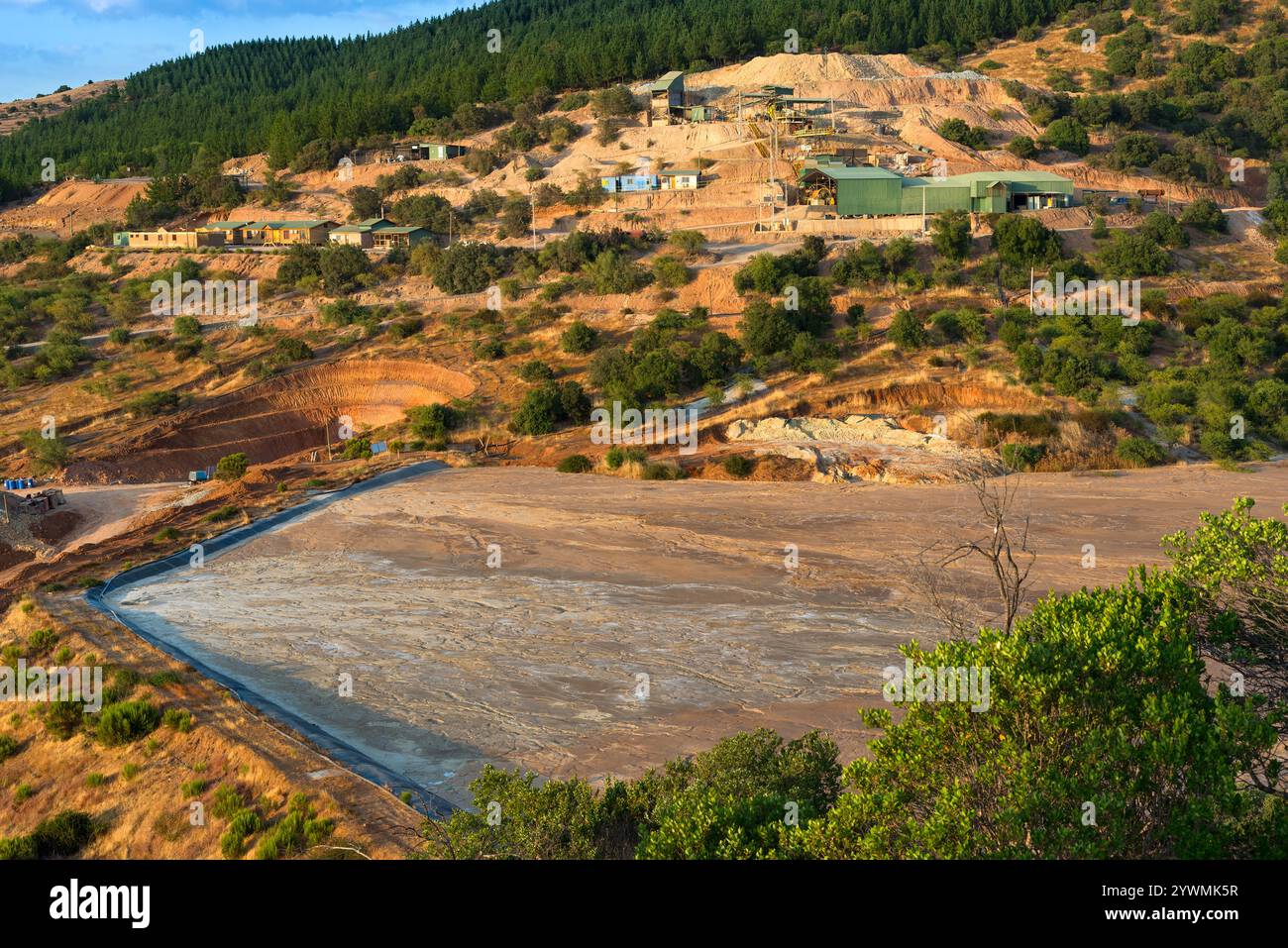 Tailings and a small processing plant of an underground gold mine in ...