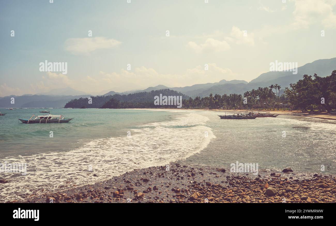 Scenic beach on Palawan island, color toning applied, Philippines Stock ...