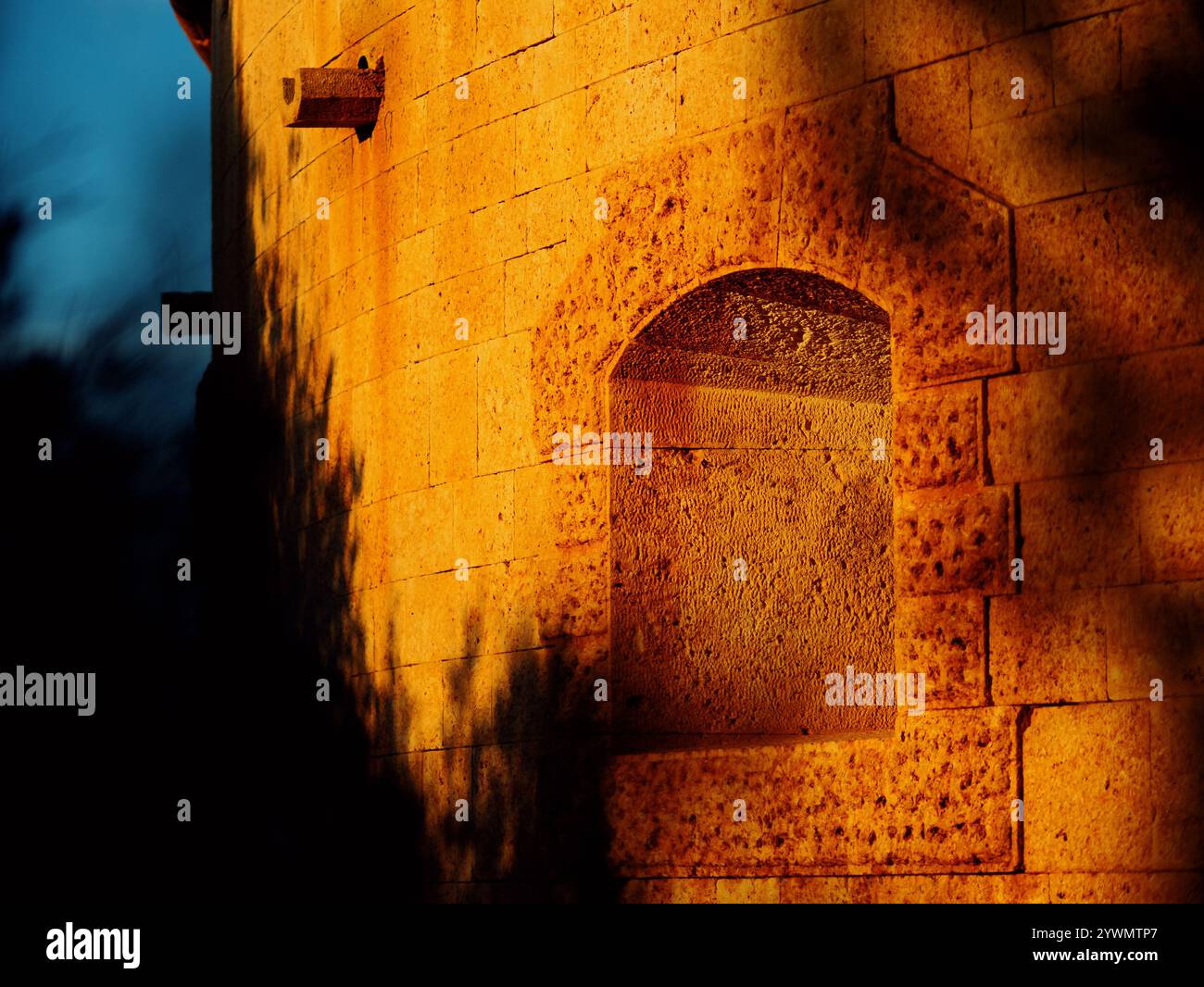 Outer stone wall of fort sunset. Iconic Fort Bourguignon (Fort Monsival ...