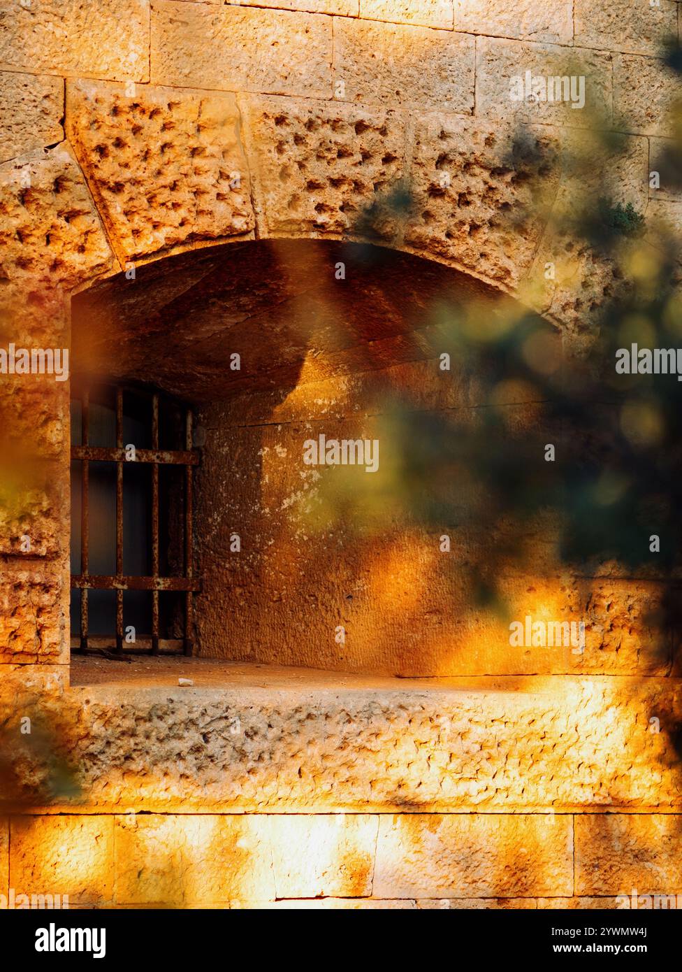 Outer stone wall of fort sunset. Iconic Fort Bourguignon (Fort Monsival ...