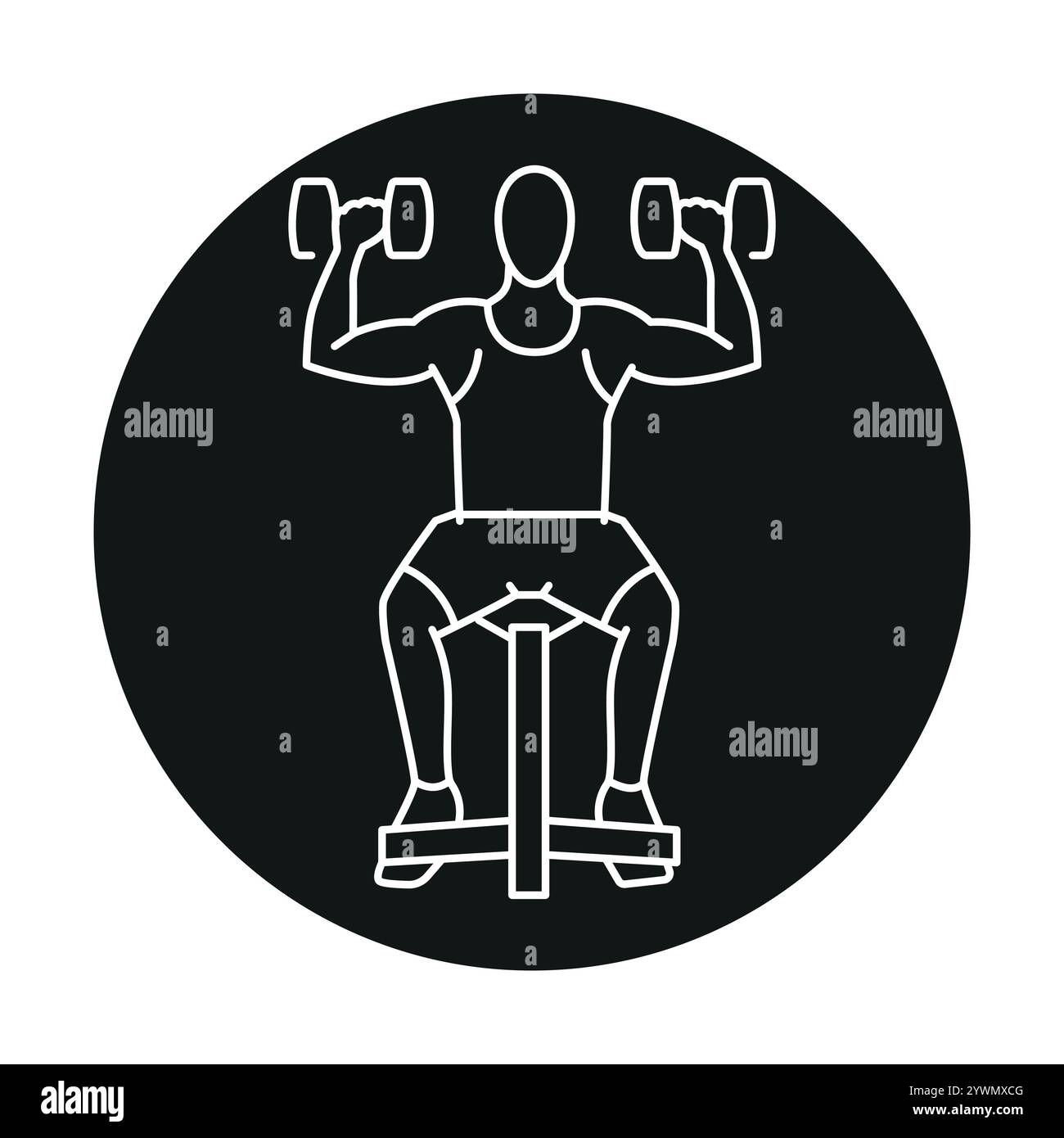 Seated Dumbbell Press Line Icon Vector Isolated Element Editable Stroke Stock Vector Image