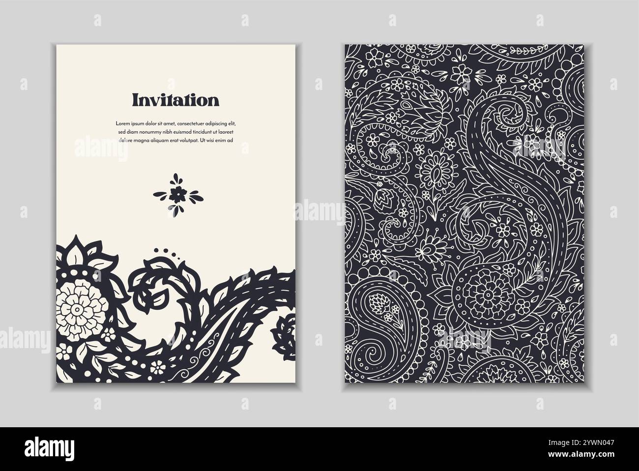 Two greeting cards set with paisley motifs Stock Vector Image & Art - Alamy